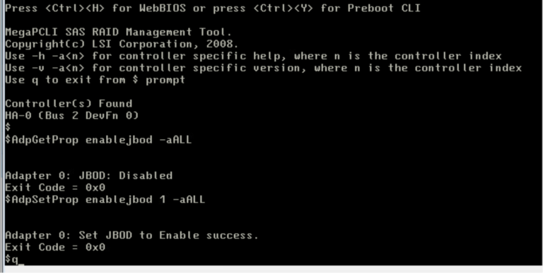 Windows下快速为 LSI 2208（或其它系列）阵列卡升级固件并开启 JBOD直通 – Jason's Blog